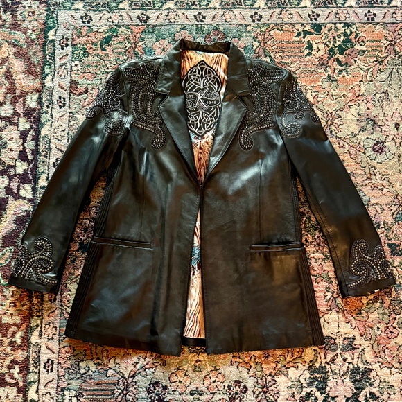 Kippys | Jackets & Coats | Kippys Custom Made Embellished Black Leather ...